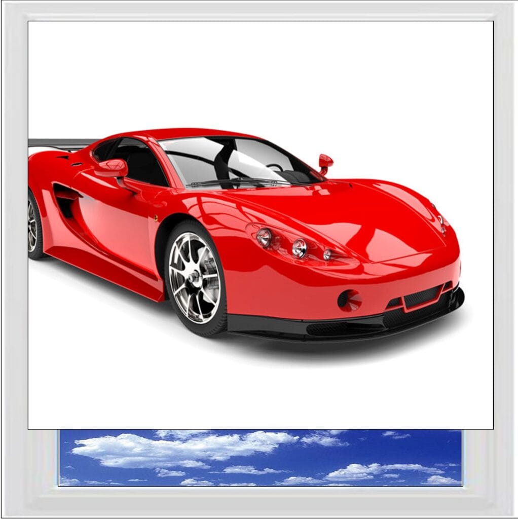 Red Sports Car Digitally Printed Photo Roller Blind | Create Blinds Online